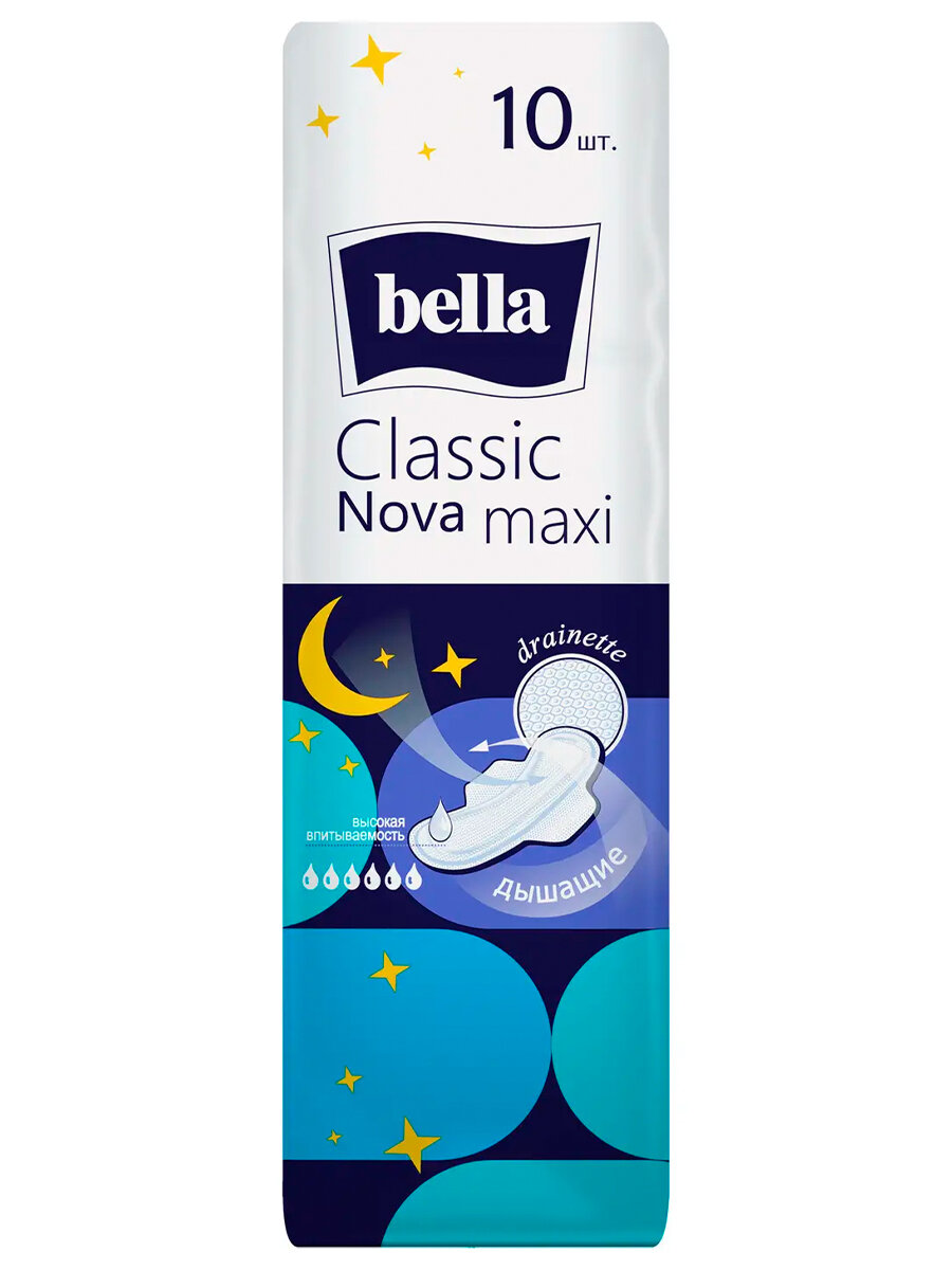 Bella Прокладки женские гигиенические Normal Classic maxi 6 капель 10 шт