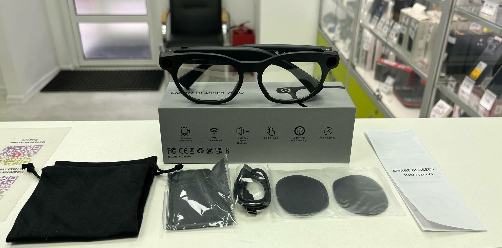 Умных смарт-очки CY03 с камерой и AI-функциями Bluetooth-наушник, умные очки
