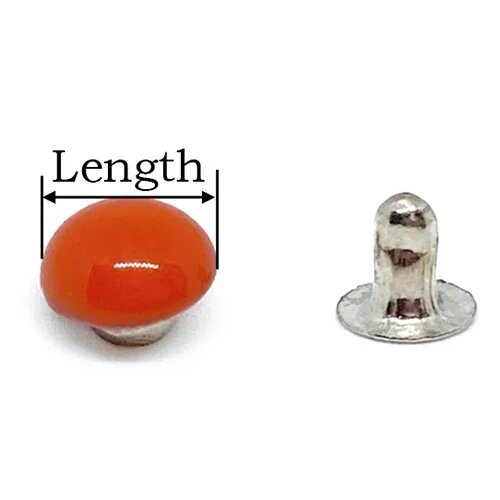 Латунные круглые куполообразные заклепки Оранжевый, 5mm-30Set, Orange Red