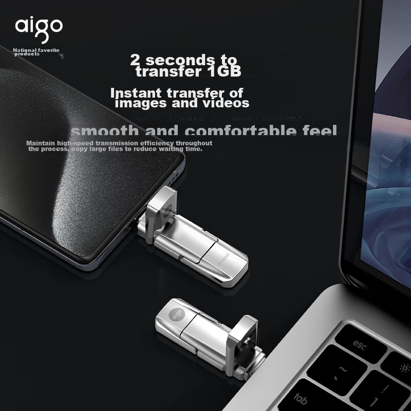 Aigo 1TB SSD USB-флеш-накопитель с двойным интерфейсом для телефона и компьютера Type-C/USB3.2 скорость чтения 520 МБ/с