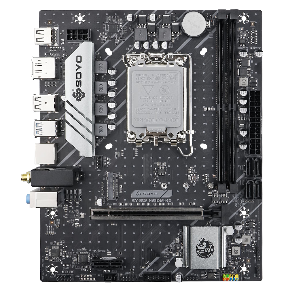 Материнская плата Meijie Kunglong H610M D4 WIFI ATX стандарт с PCIe 4.0 Wi-Fi RGB подсветкой Модель：Meijie Kunglong