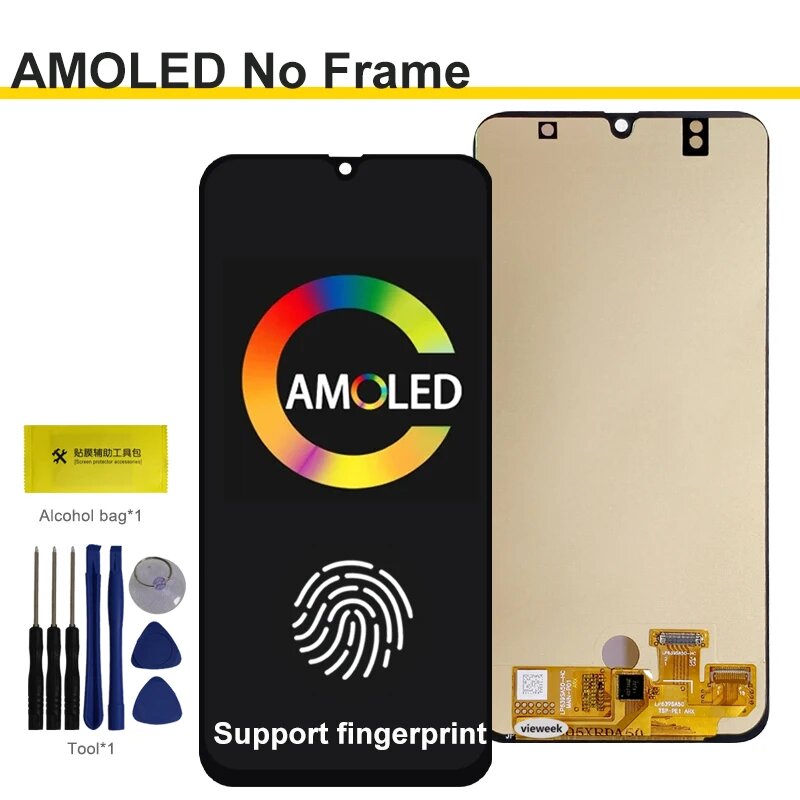 AMOLED-экран для Samsung Galaxy A50, ЖК-дисплей, дигитайзер сенсорного экрана с рамкой для Samsung A505 A505FN/DS A505F/DS A50 LCD
