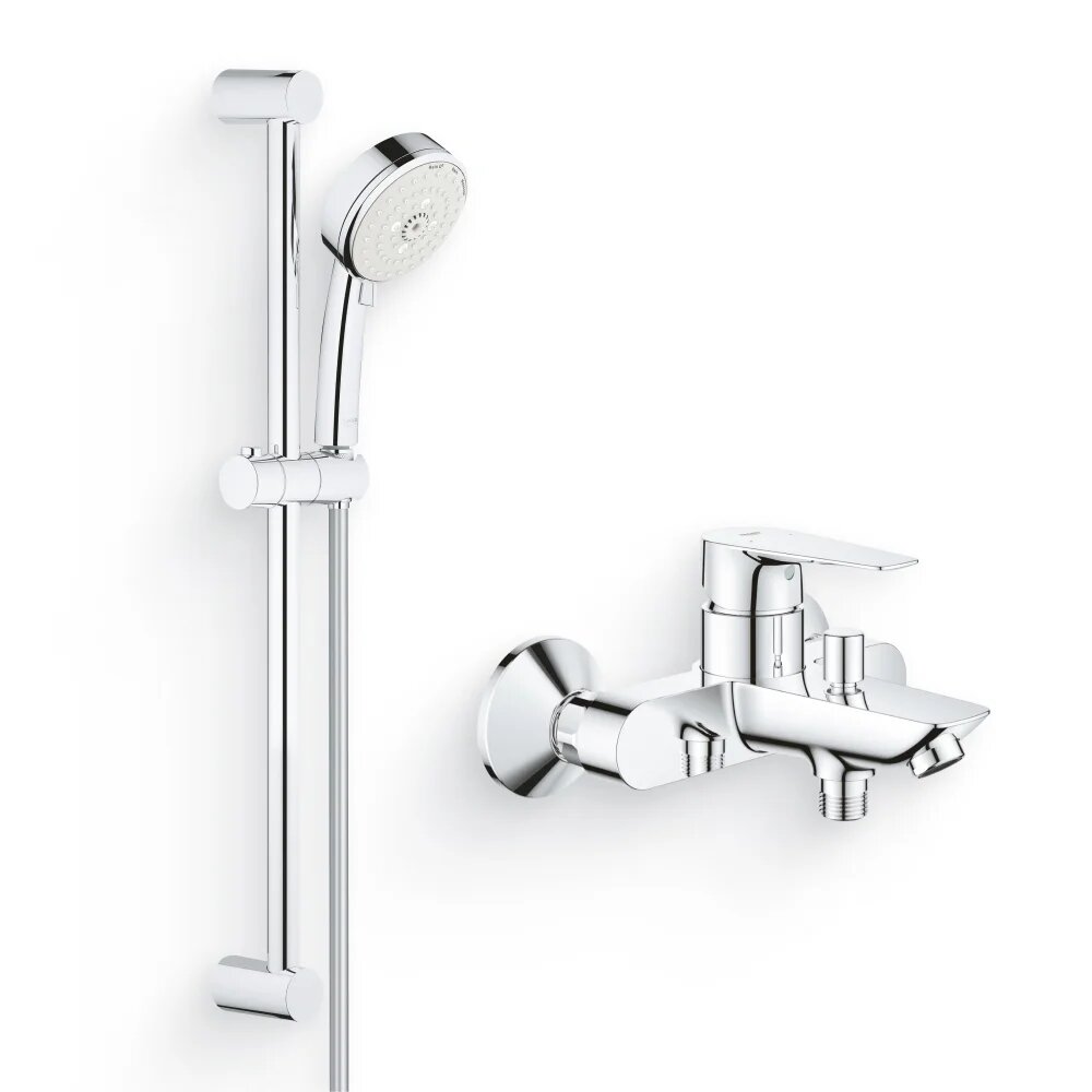 Душевой комплект Гарнитур Grohe Tempesta Cosmopolitan 27786002 / Смеситель BauEdge 23604001 глянцевый хром