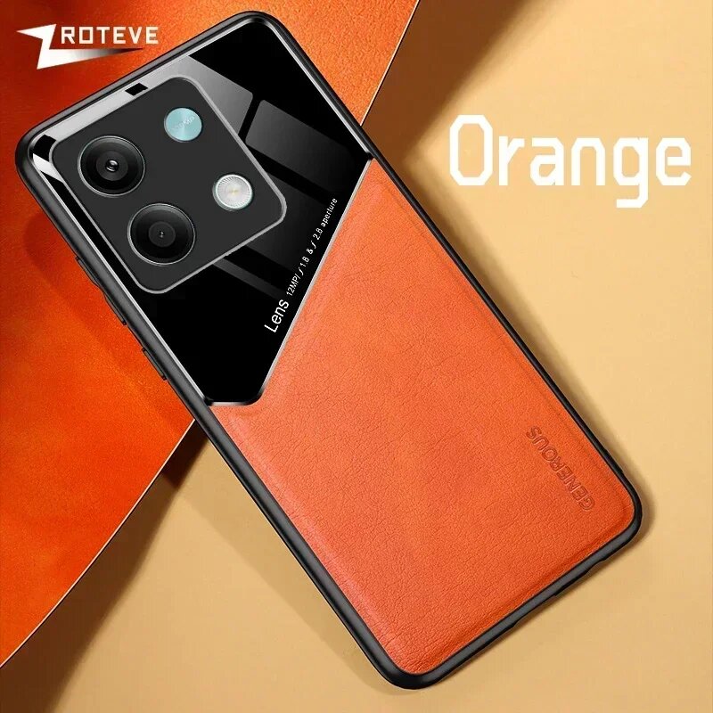 Чехол PocoM6 Pro Zroteve Из Мягкой Кожи С Текстурой Оранжевый, Оранжевый, Orange, For POCO M6