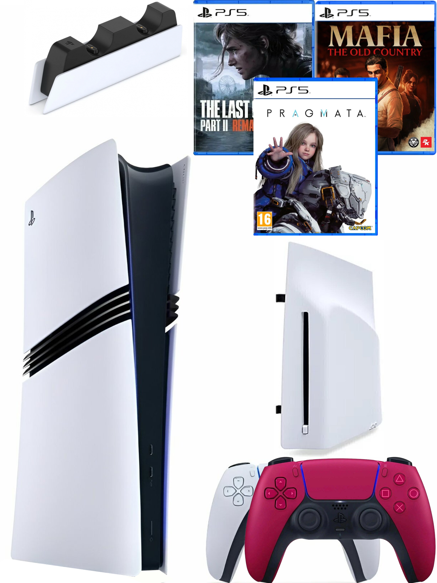 Игровая приставка Sony PS 5 Pro Digital Edition+Зарядная станция+ Дисковод +2-ой геймпад+3 игры , 2Tb SSD