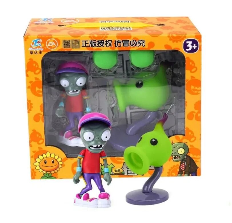 Набор игрушек "Растения против Зомби" (Plants vs. Zombies), мягкий винил, с запускаемыми шарами, подарочная коробка с окном, Новогодний подарок