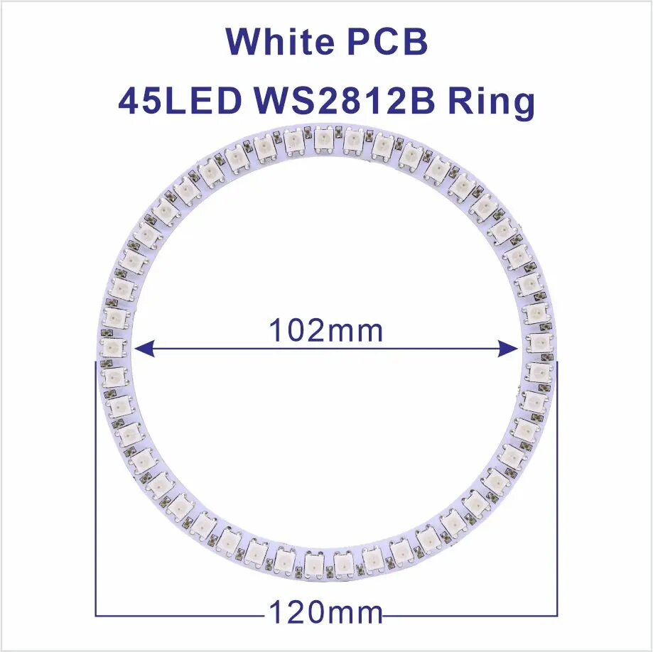 Светодиодное кольцо WS2812b RGB 8/16/24/35/45 светодиодов DC5v-ws2812-120mm, 5pcs