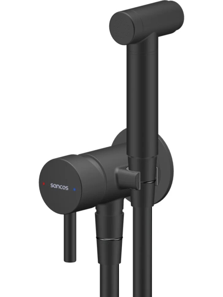 Гигиенический душ Sancos Atom SC2001MB со смесителем, С внутренней частью, черный матовый