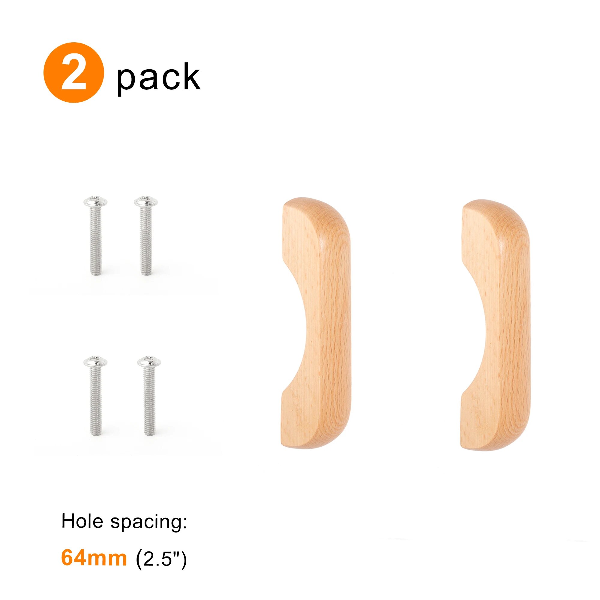 Деревянные ручки Keenkee для шкафов 64/96/128/160 мм CC64mm 2pcs