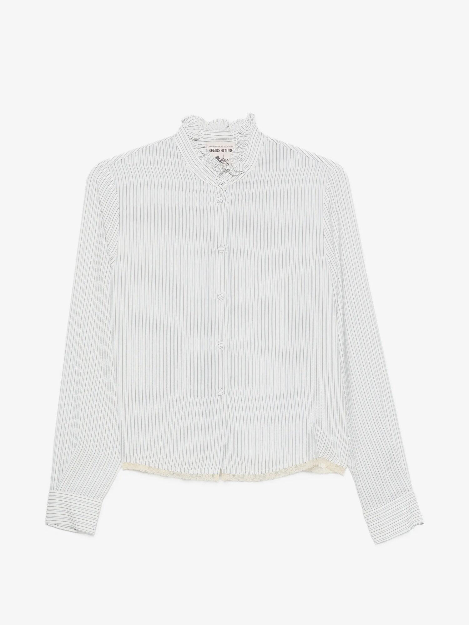 Рубашка SEMICOUTURE Pinstripe ruffled shirt