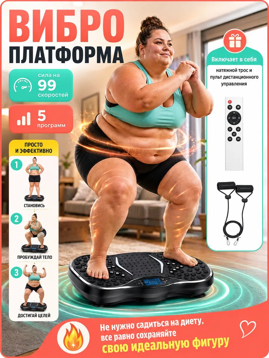 Виброплатформа для похудения с пультом и эспандерами
