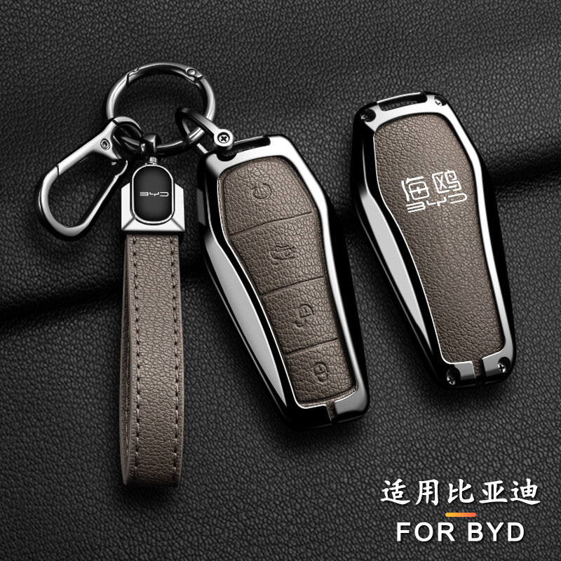 Чехол для ключа автомобиля BYD Seagull B Model с синим козьим рисунком - имитация кожи