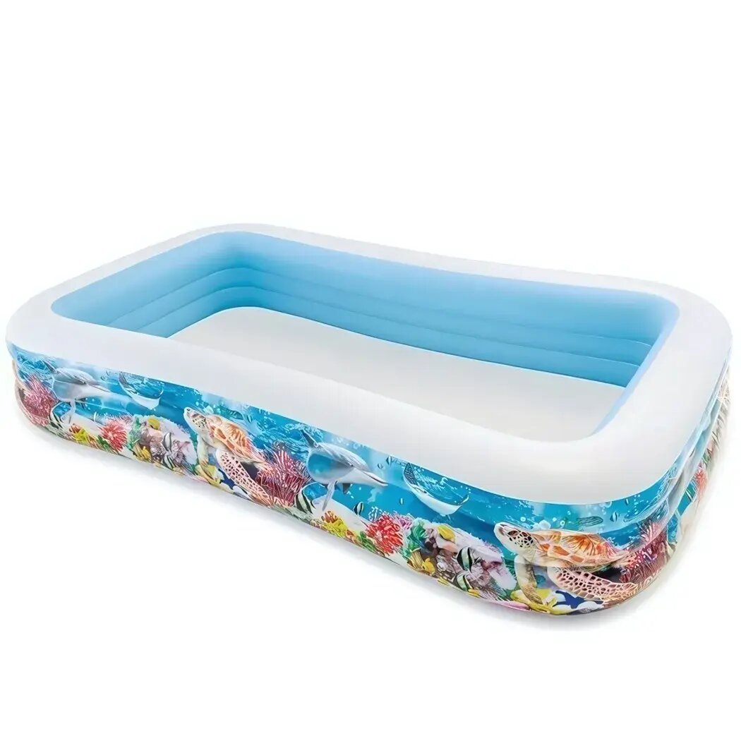 Надувной бассейн «Sealife Swim» Intex, 305х183х56 см, ПВХ 0.38 мм, 999 л, 3 камеры, клапан слива