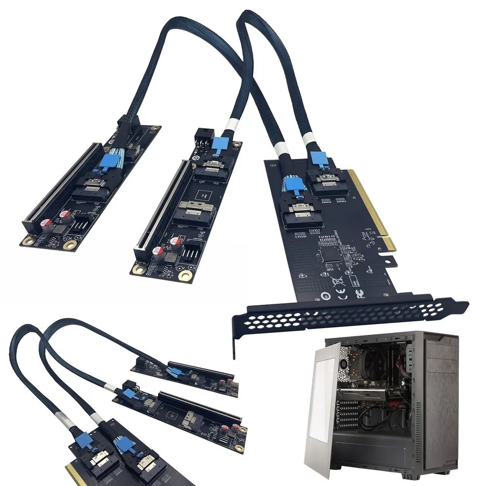 Адаптер SlimSAS 8654 8i для PCIe x16 с поддержкой SAS 4.0 и двумя портами
