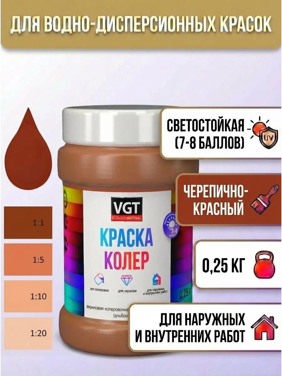 Колер черепично-красный 0.25кг ВГТ