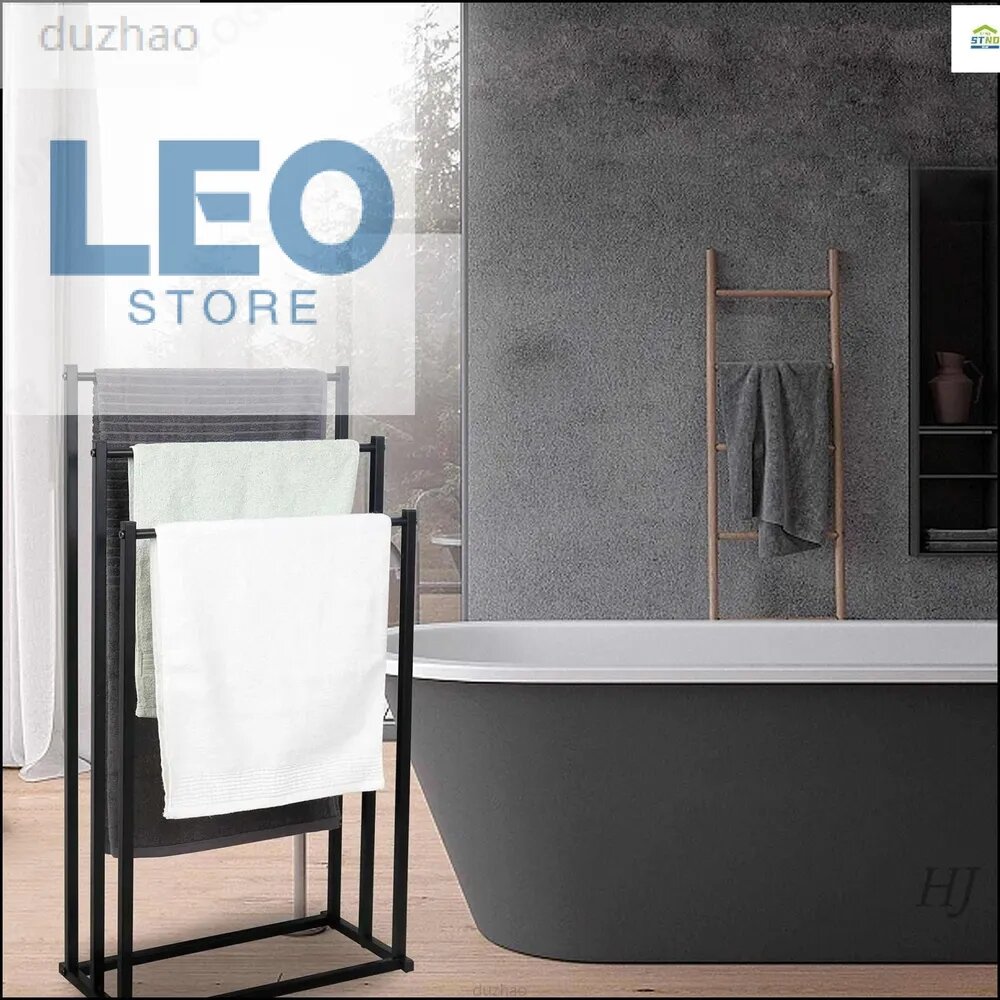 Держатель для полотенец LEO STORE, черный матовый, сталь, 86x21x44 см, арт. 4781711403 — фото 1