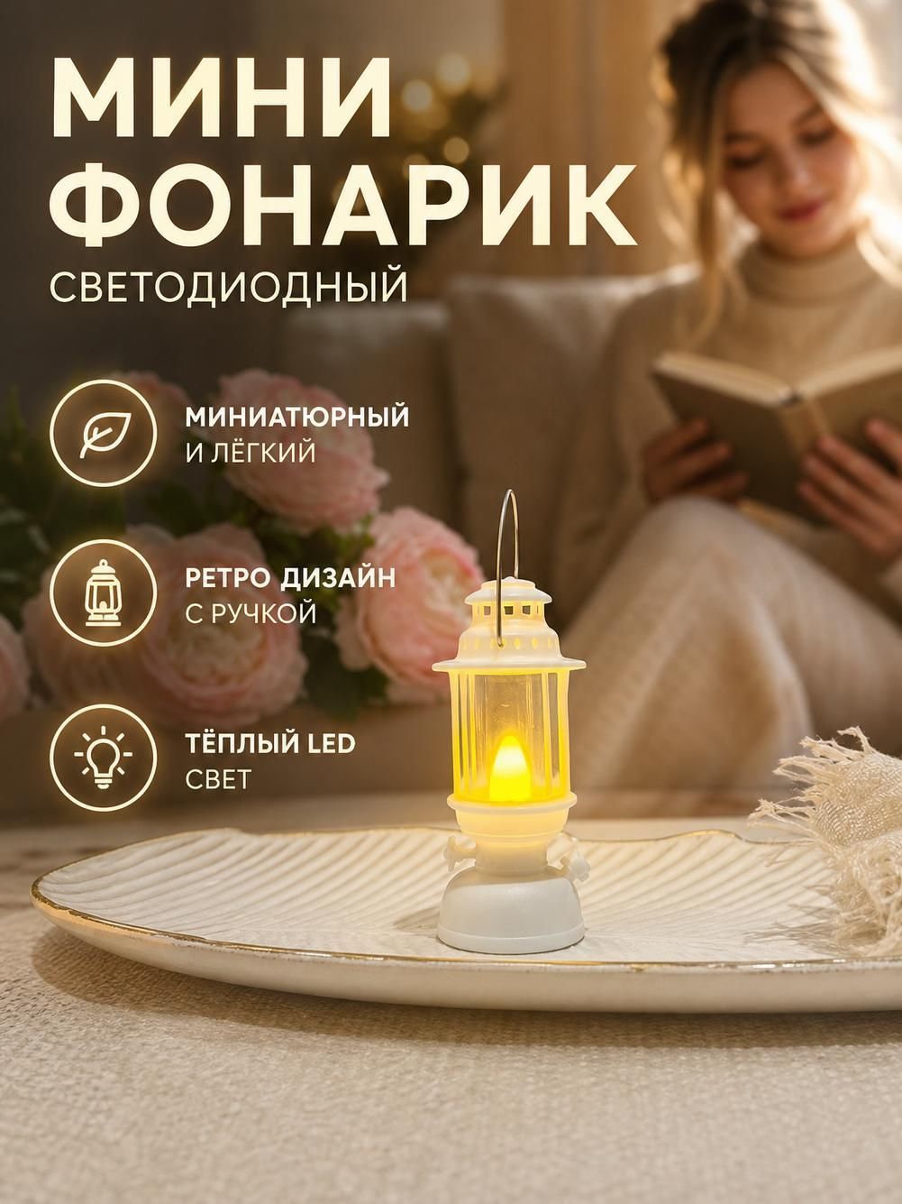 Кукольный дом Ретро яркая керосиновая лампа