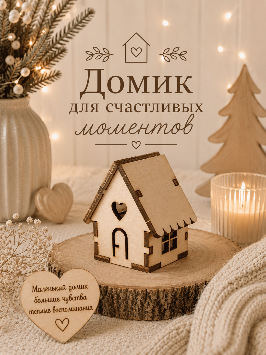 Домики, деревянные заготовки, 5 штук в наборе