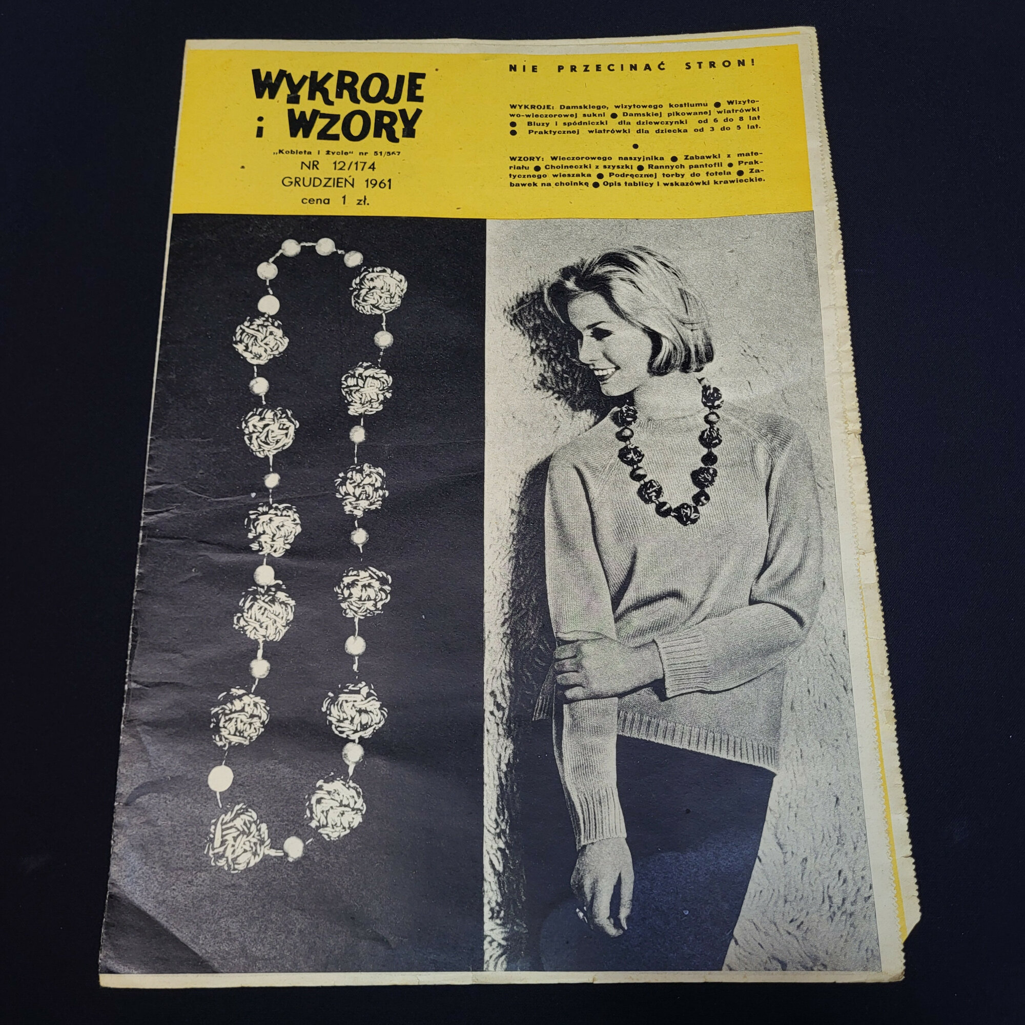 Журнал винтажный, СССР. Выкройки и узоры, 1961 год, модный насшивник и шапочка