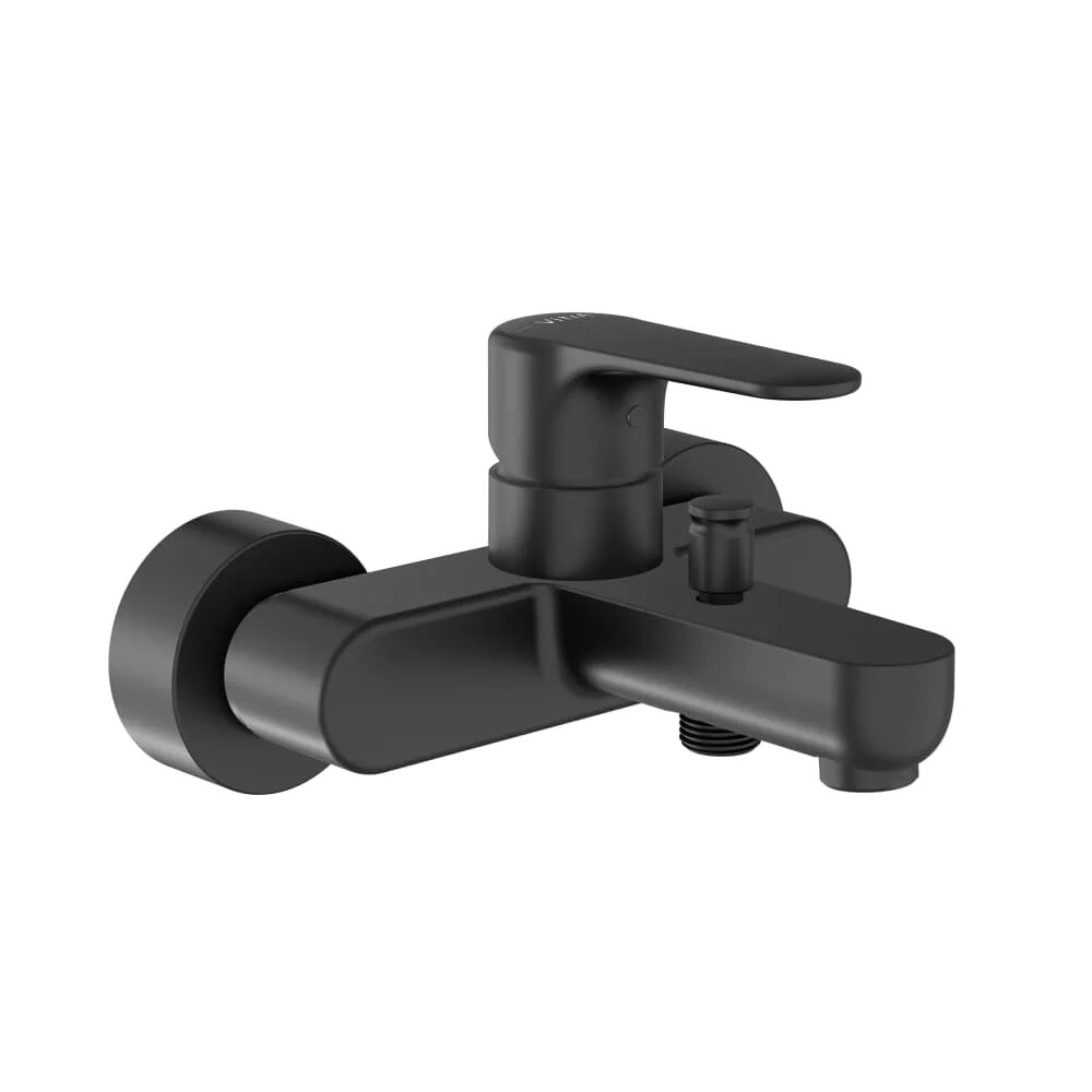 Смеситель для ванны с душем VitrA Рут Раунд (Root Round) A4272536EXP настенный, однорычажный, черный, матовый, латунный, без лейки, с керамическим картриджем