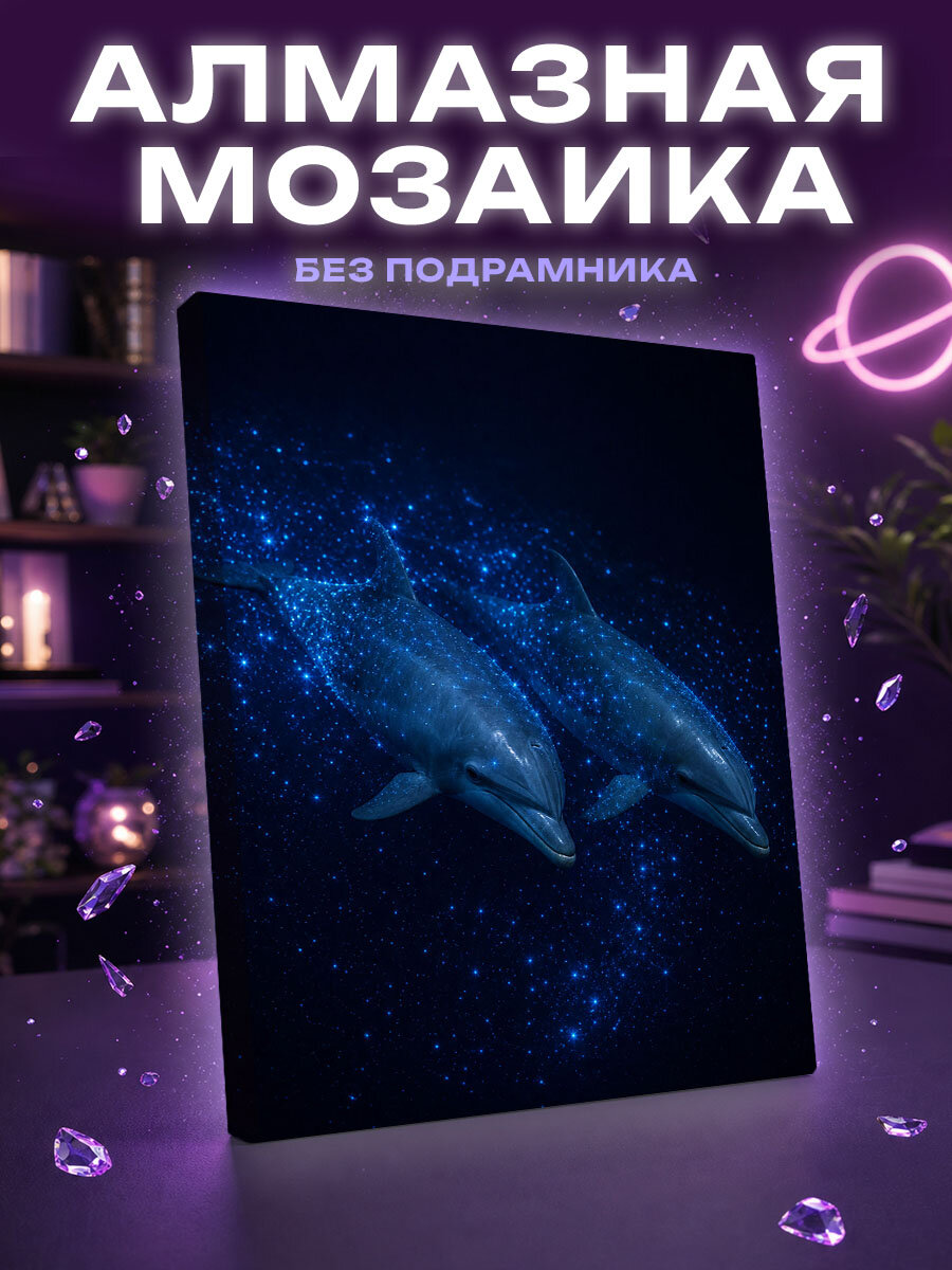 Алмазная мозаика Дельфины в сиянии ночи