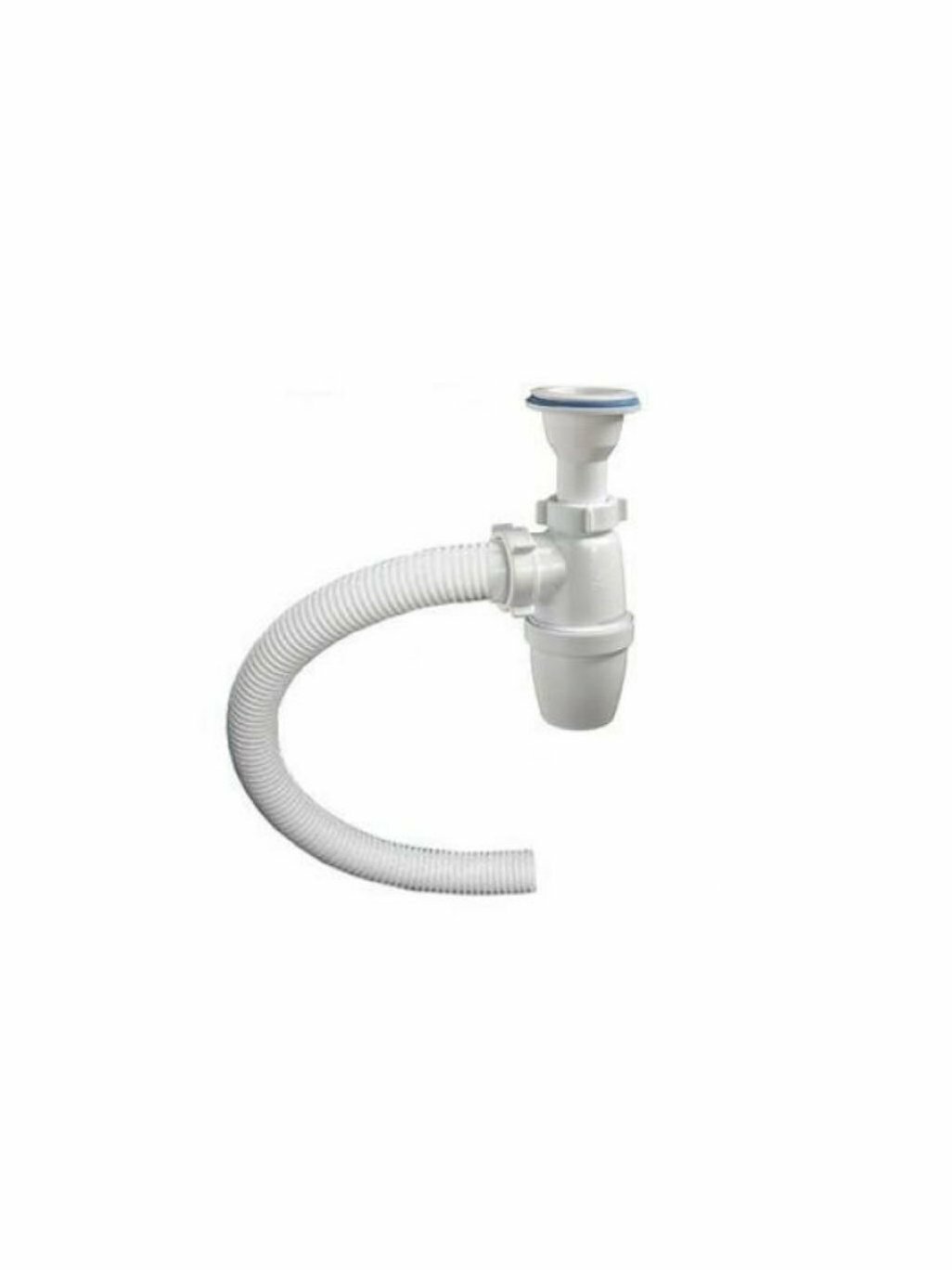 Сифон для мойки Сантехпродукт Е-72011, 1 1/2 дюйма, полипропилен, с выпуском и гофрой, белый, производство Россия