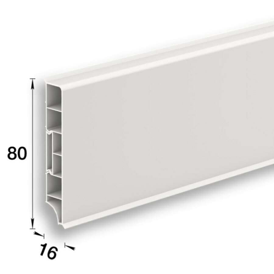 Дюрополимерный плинтус Идеал Дюра 80 мм Прямоугольный молочно-белый 037, 1 шт.
