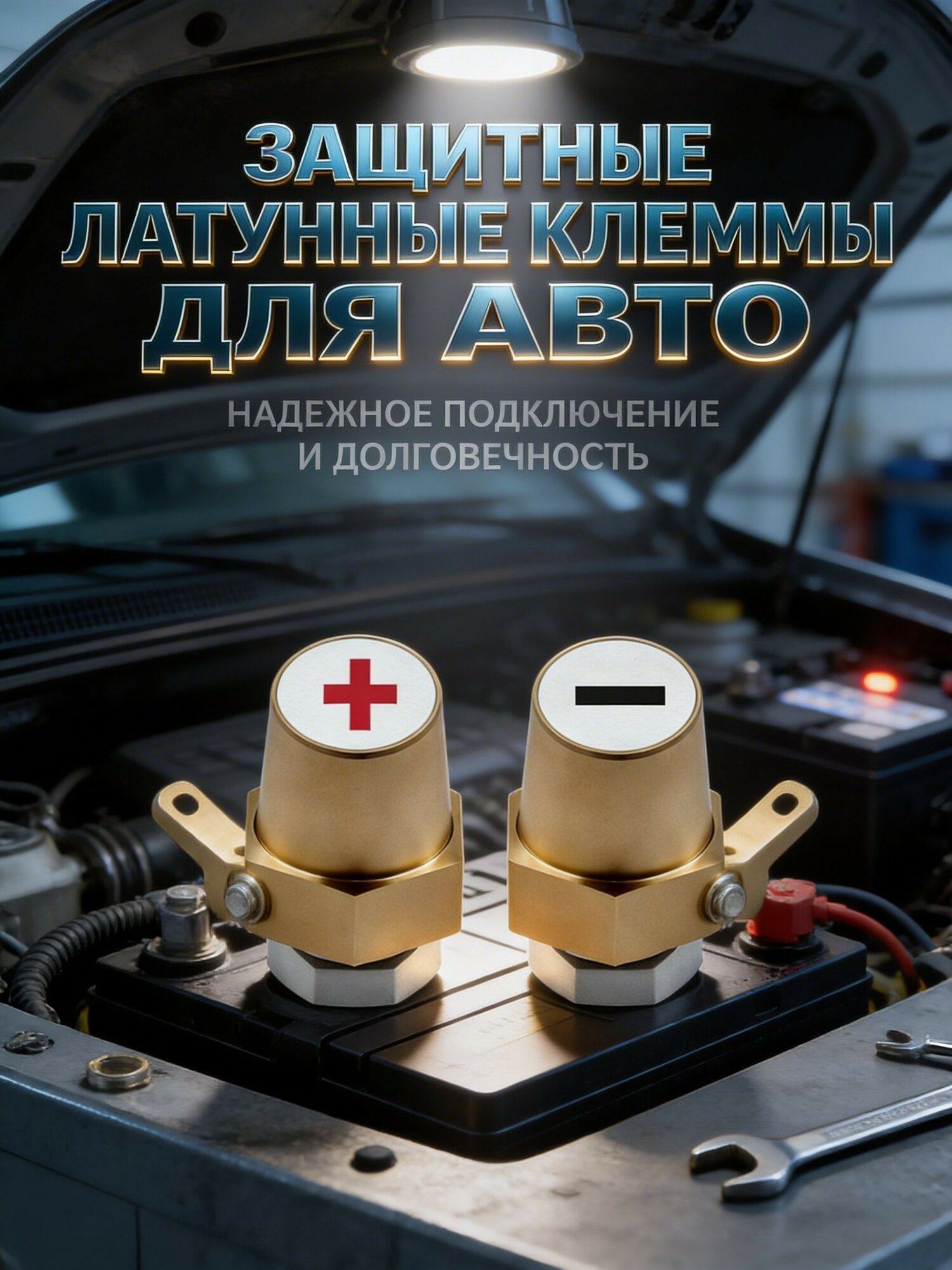 Защитные латунные клеммы аккумулятора для авто, силовые соединители с коррозионной стойкостью и надежным контактом