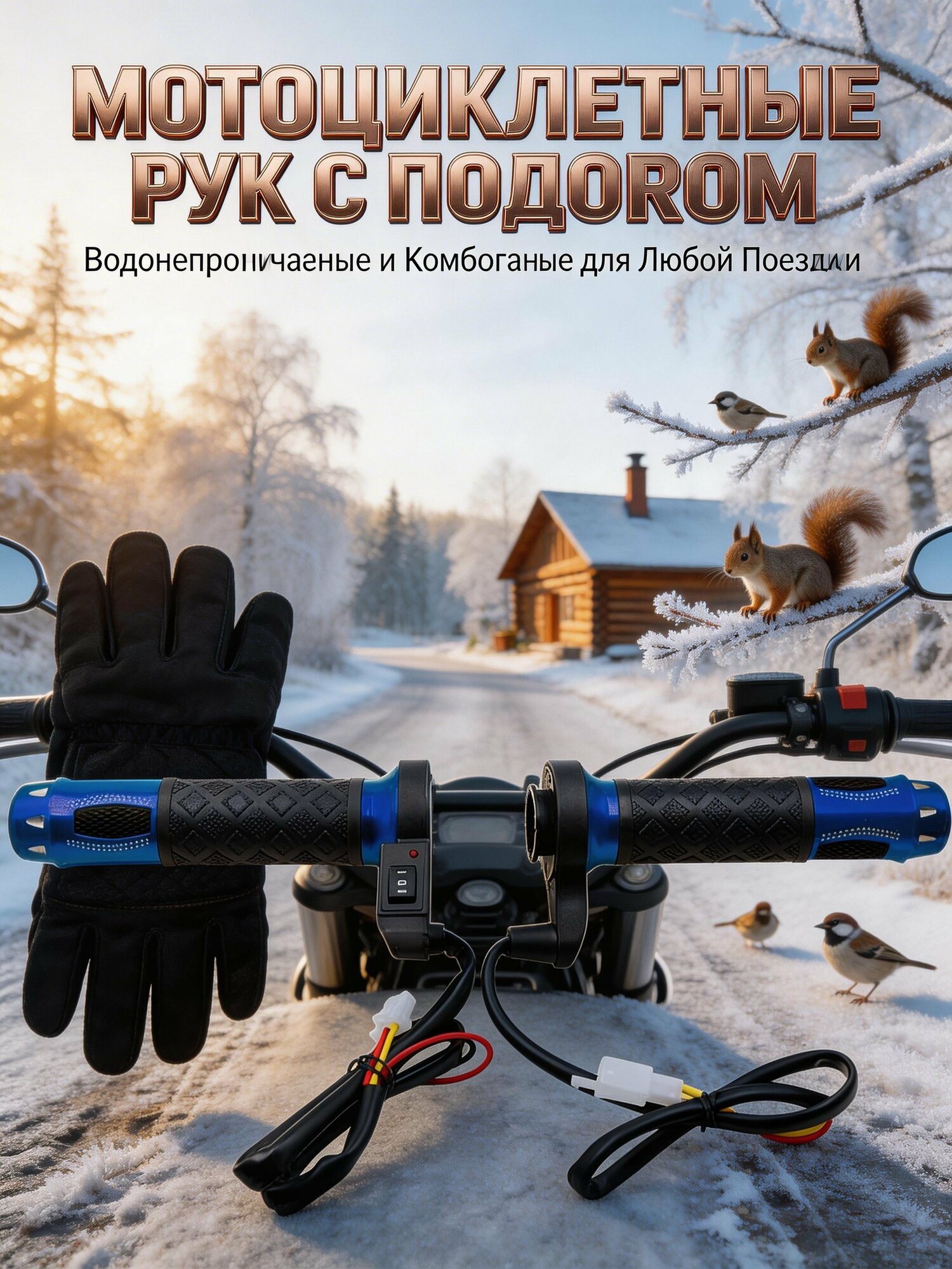 Подогреваемые рукояти руля, водонепроницаемые термальные грипсы диаметром 7/8 дюйма (22 мм) — для мотоциклов, электровелосипедов, квадроциклов и скутеров