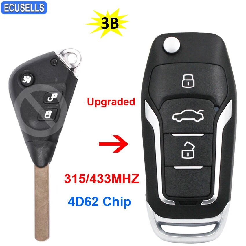 Складной ключ Subaru 433MHz, 4 кнопки