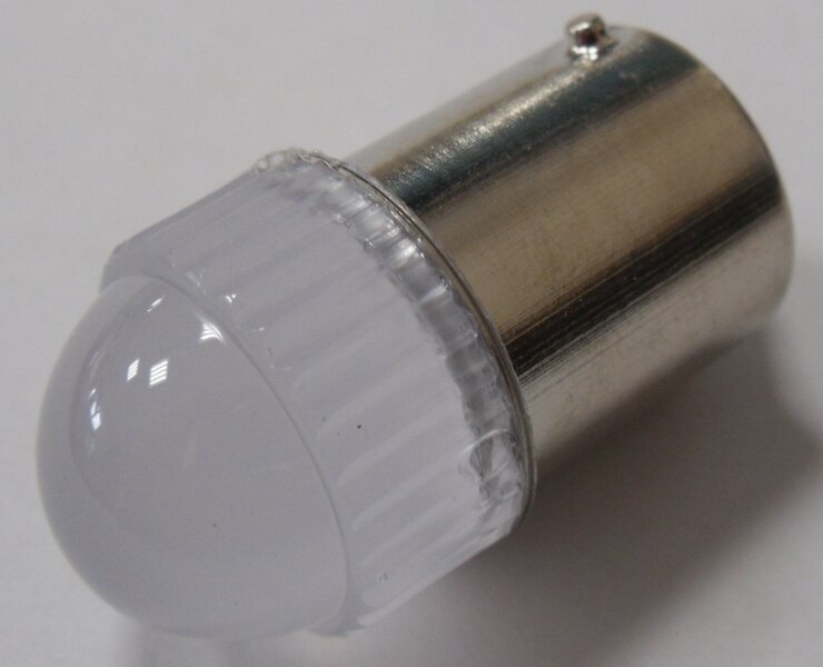 Лампа светодиодная 12V T25 1 диод SMD белая матовая с функци