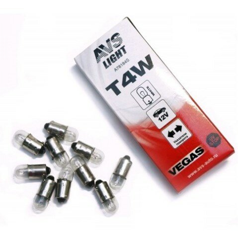 Лампа 12V T4W (BA9s) Vegas из 10шт*****************************