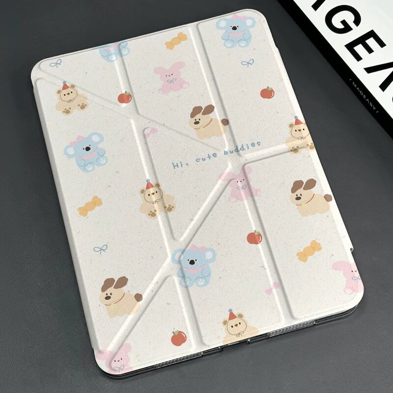 IPad Air 7 2025 Прозрачный гибкий чехол с подставкой-бабочкой и рисунком Привет, друзья для 13-дюймового iPad Pro