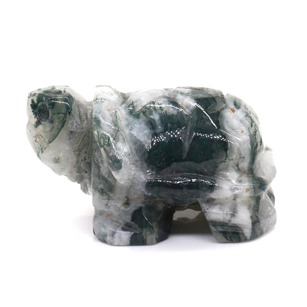 Статуэтка черепахи из камня Green Moss Agate