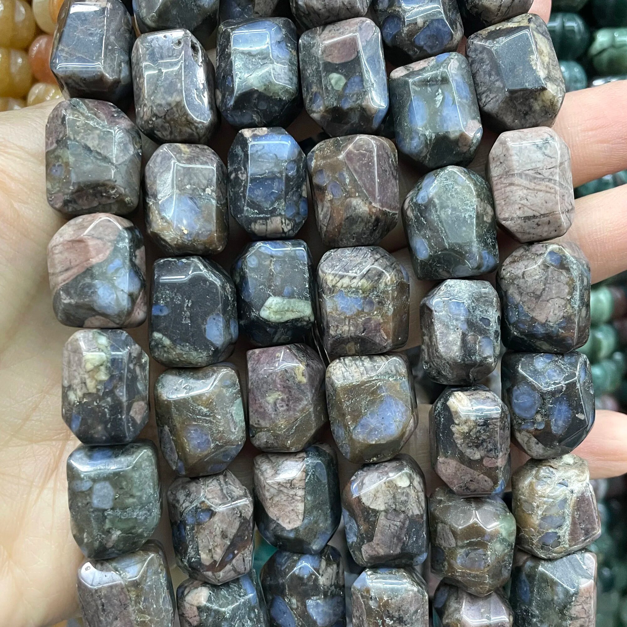 Бусины из агата, синий камень, JCXAZSJ
