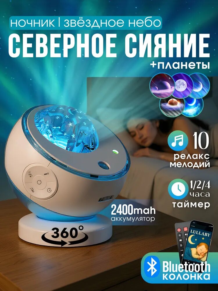 Проектор звездного неба / Ночник планетарий / Звездное небо проектор / с музыкой