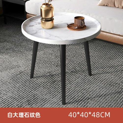 Журнальный стол, Белый 40 * 40 * 48CM Простой круглый чайный стол в Северной гостиной