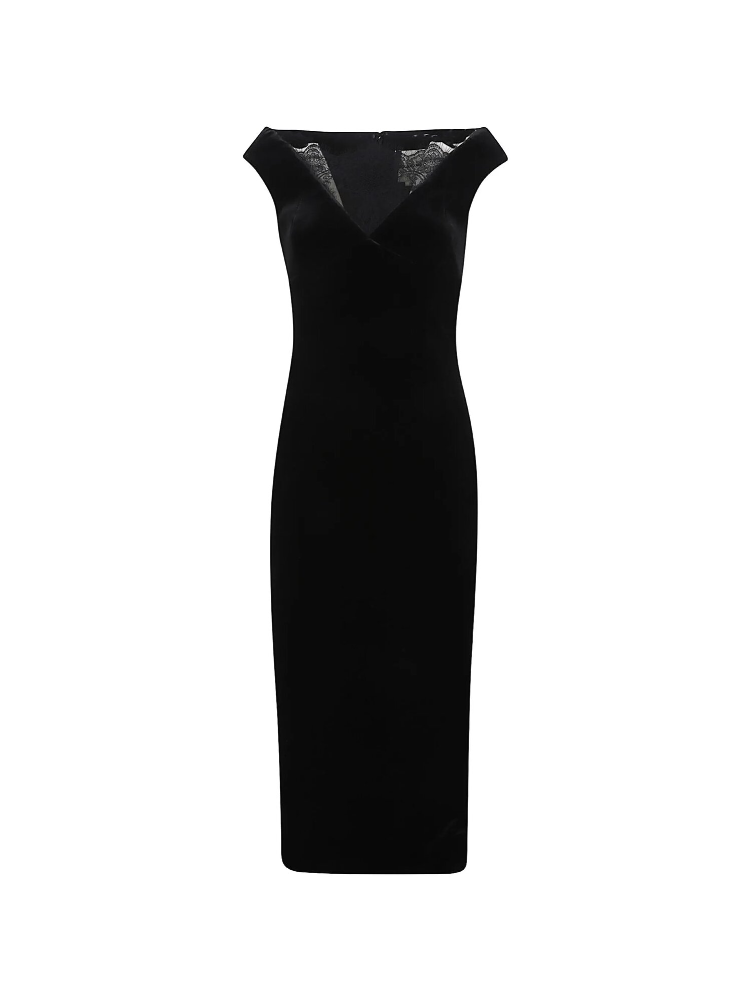 Платье Lace-trim velvet midi dress