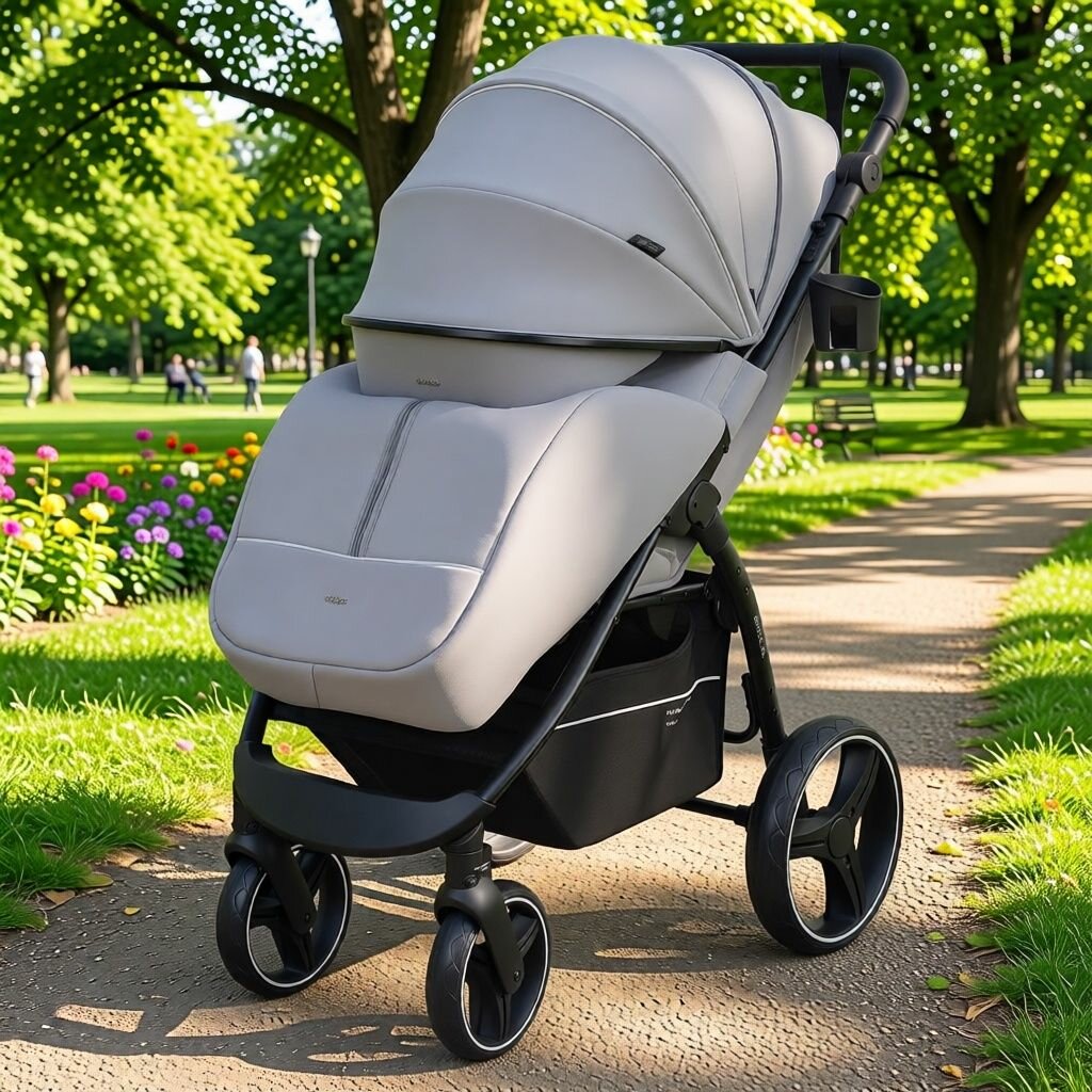 Коляска прогулочная Indigo EPICA XL NEW,2026 г, с большими колесами, с двойной тканью, утеплителем по всей коляске и регулируемой ручкой. Цвет: Светло-серый