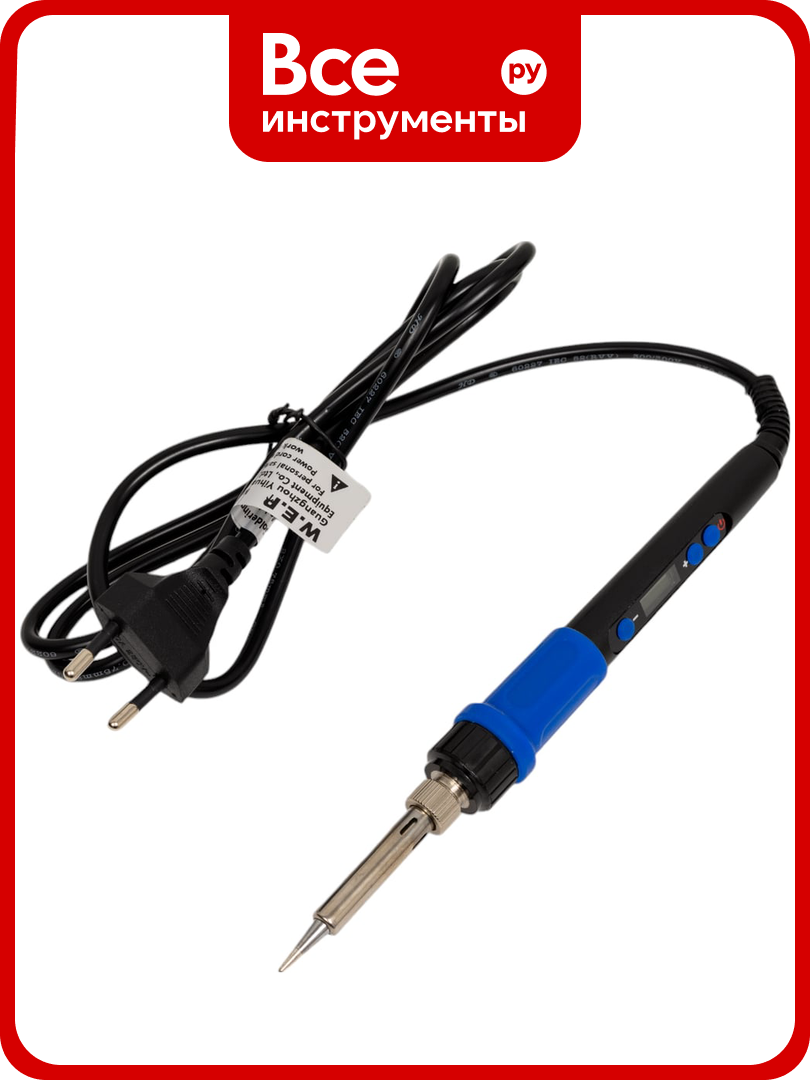 Паяльник W.E.P 928D-I ESD с LED‑дисплеем, керамическим нагревательным элементом, съёмным медным жалом и подставкой