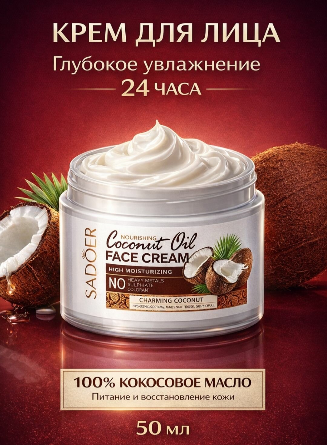 Увлажняющий кокосовый крем для лица