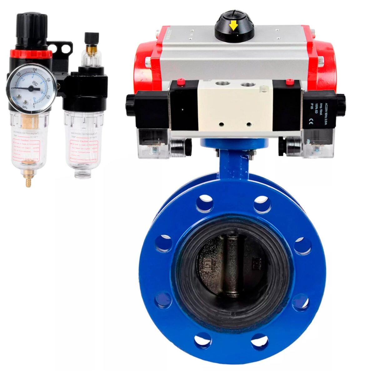 Затвор DN.ru GGG40-304-EPDM-2W-F-H Ду50 Ру16, с пн. приводом DA-105, пн. распред. PND1-T10 NAMUR и БПВ
