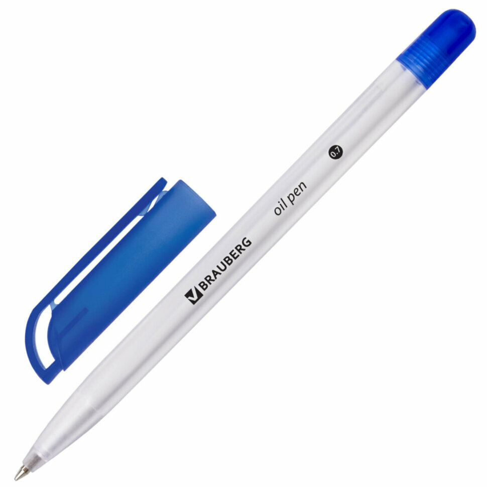 Ручка шариковая масляная BRAUBERG "OIL PEN", синяя, корпус прозрачный, 0,7 мм, линия 0,35 мм, 141476, 72 штук, 141476