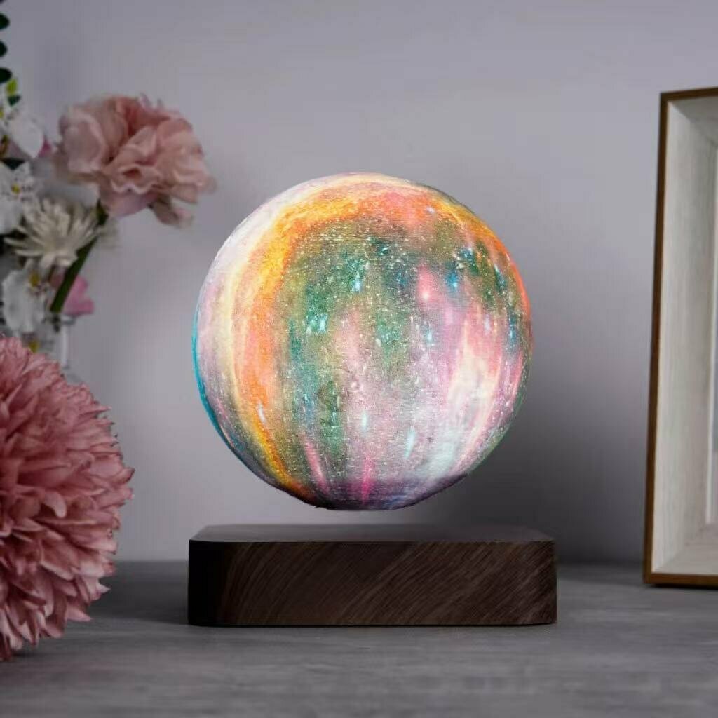 Магнитное левитирующее лунное глобус Магнитное 。14cm,3-цветная подсветка，коричневый