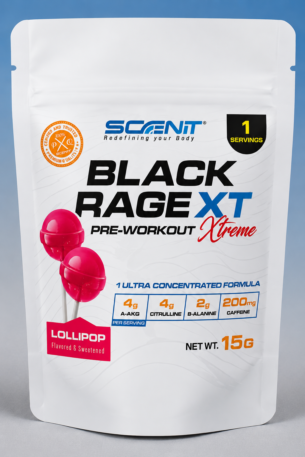 Предтренировочный комплекс Scenit Nutrition Black Rage 15гр. Вкус: Леденец, одна порция