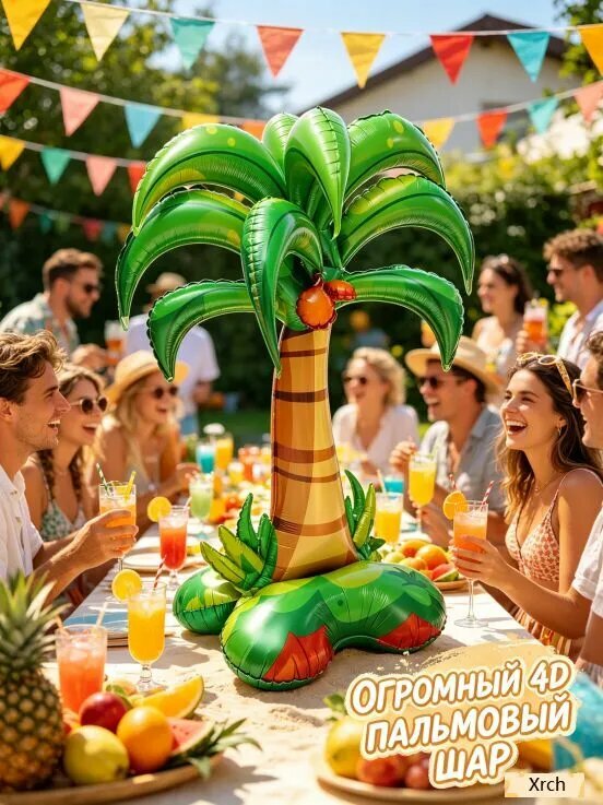 Большой Воздушный Шар В Форме Коconut Palm Из Алюминиевой Фольги Для Декора Праздников 132X94X54Cm