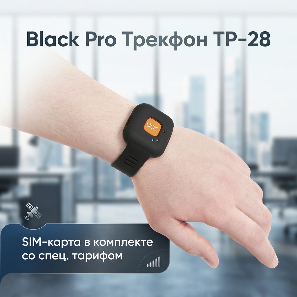 Тревожная кнопка для пожилых людей Black Pro Трекфон TP-28.