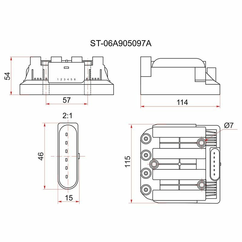 Катушка зажигания SAT ST-06A905097A VAG OCTAVIA 00-04/BORA 98-05/GOLF 99-06/CADDY 06-/TOURAN 06-09 модуль