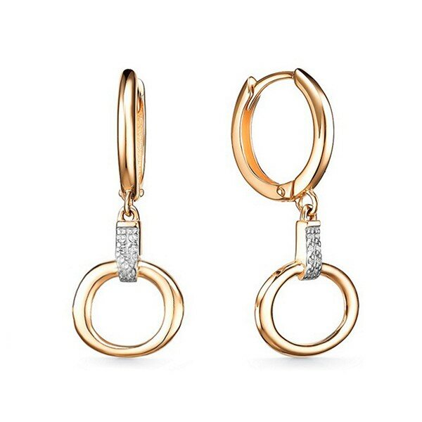 Серьги, красное золото, 585 проба, фианит