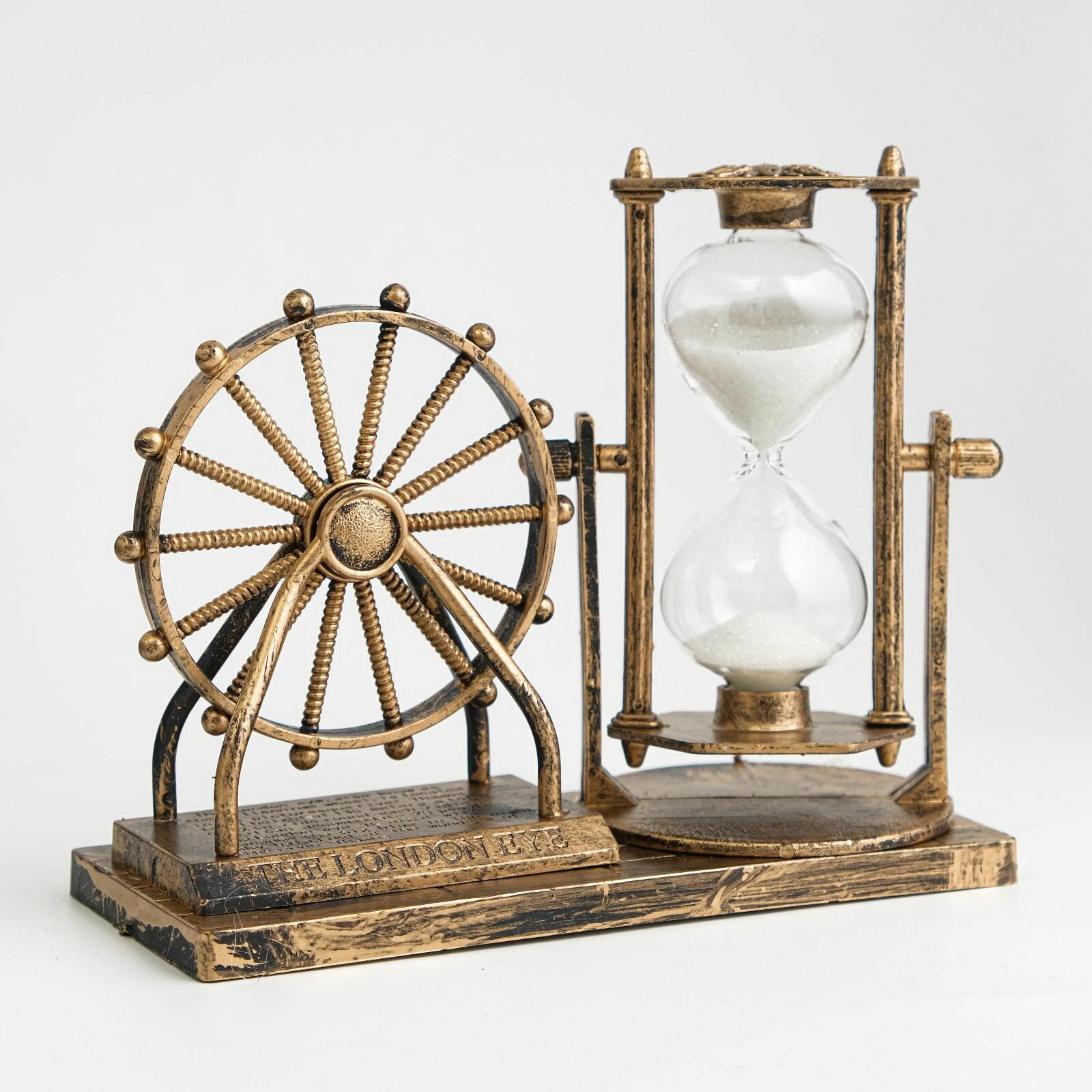 Часы песочные "Мемориал", сувенирные,15x12.5x6.5 см, цвет: золотистый